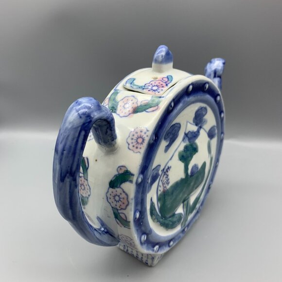 Source Unknown | Kitchen | Unique Flat Sided Teapot White With Blue ...